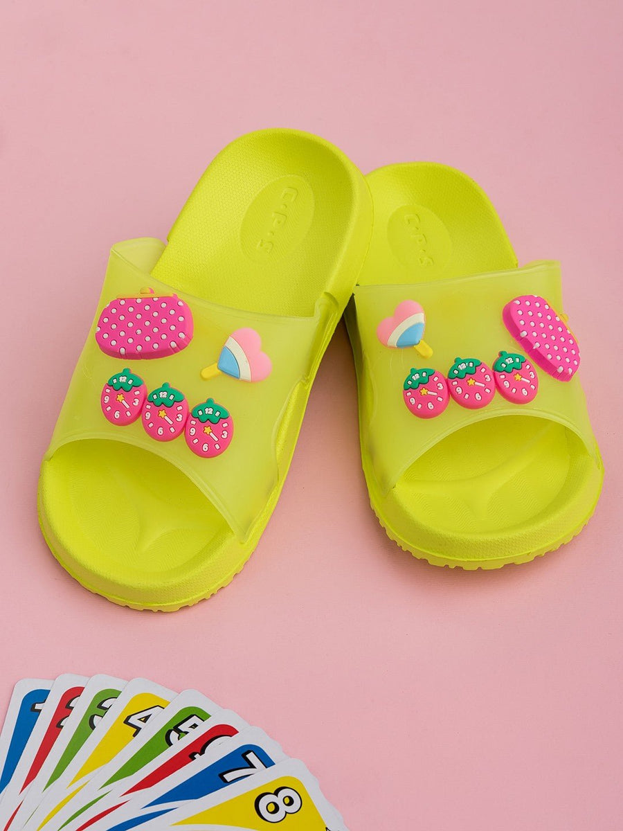 Strawberry & Candy Slides for Girls - Green | Yellow Bee – Yellow Bee India
