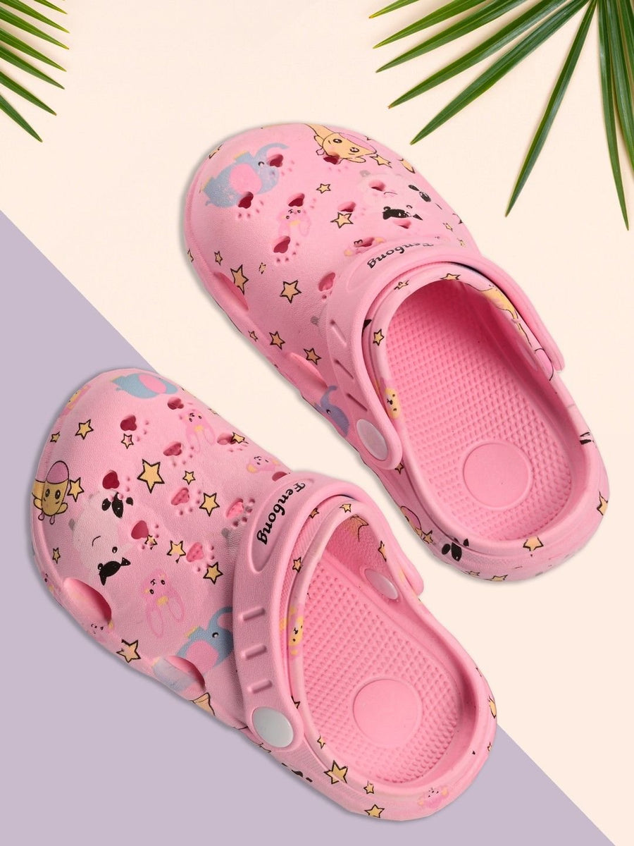 Pink Kids' Clogs with Playful Animal Print & Adjustable Strap – Yellow ...