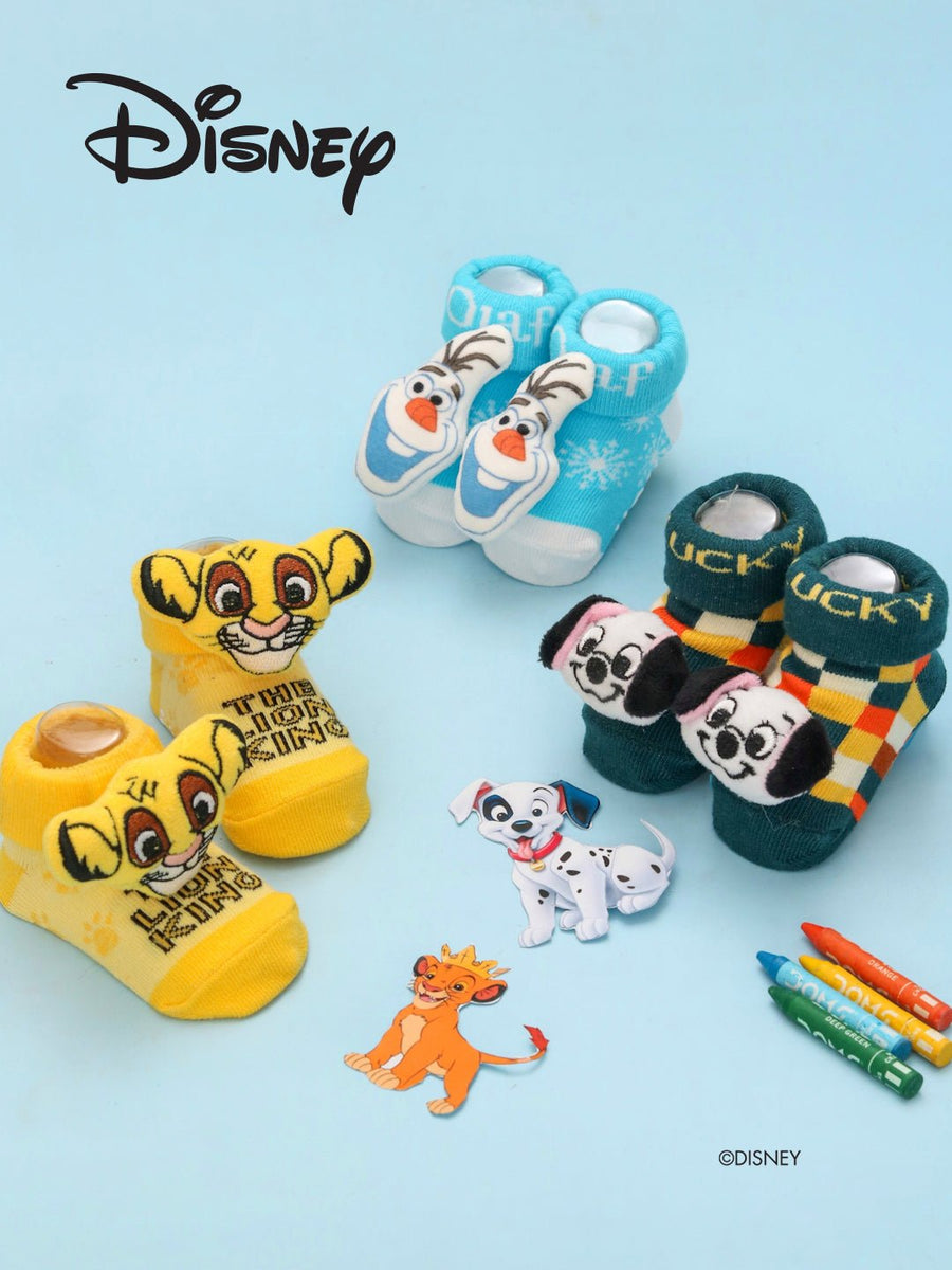 Yellow Bee Disney 3D Socks Trio – Simba, Lucky, and Olaf – Yellow Bee India