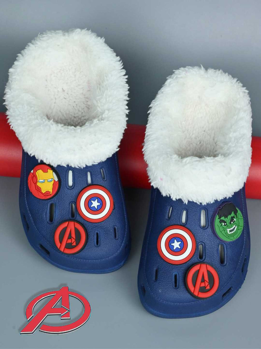 Avengers Boys’ Navy Blue Fur Winter Clogs | Yellow Bee – Yellow Bee India